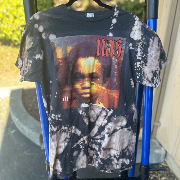 Shirts | Nas Graphic Kids Tshirt Black And White Bleach Dyed Custom ...